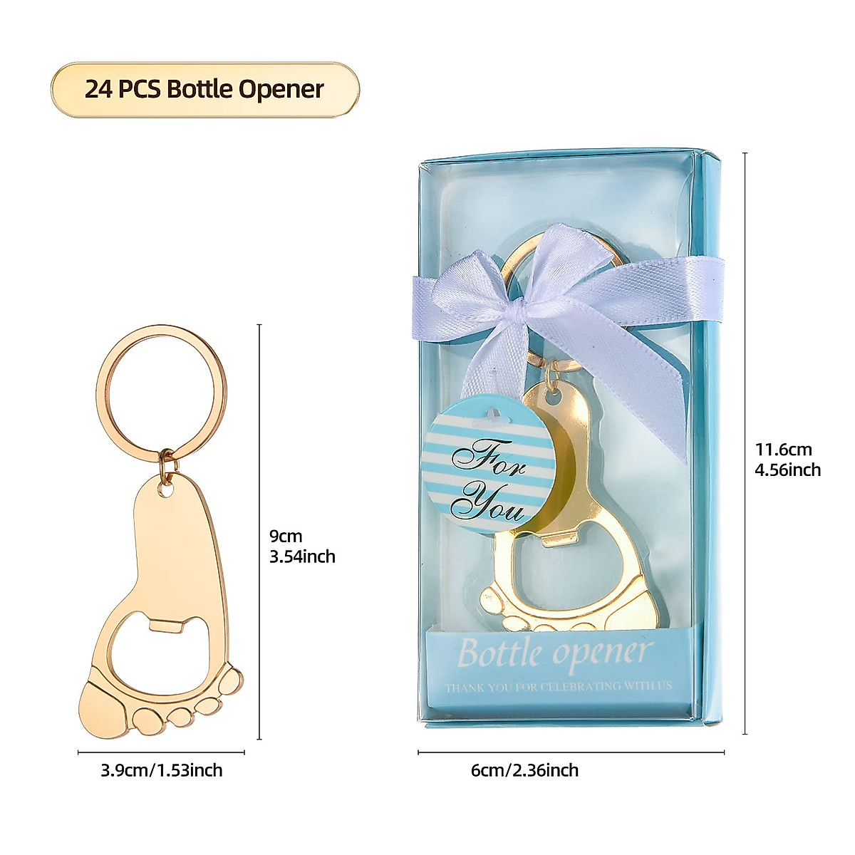 VZCBZC 24Packs Footprint Bottle Openers with Party Shower Return Gift Boxes for Party Favors, Gifts or Decorations for Guests