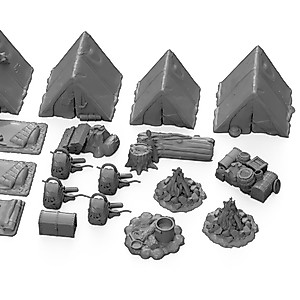 Adventure Camp Set DND Terrain 28mm for Dungeons and Dragons Terrain, D&D, Pathfinder, Warhammer 40k, RPG, Miniatures, Tabletop, D and D, Dungeons and Dragons Gifts