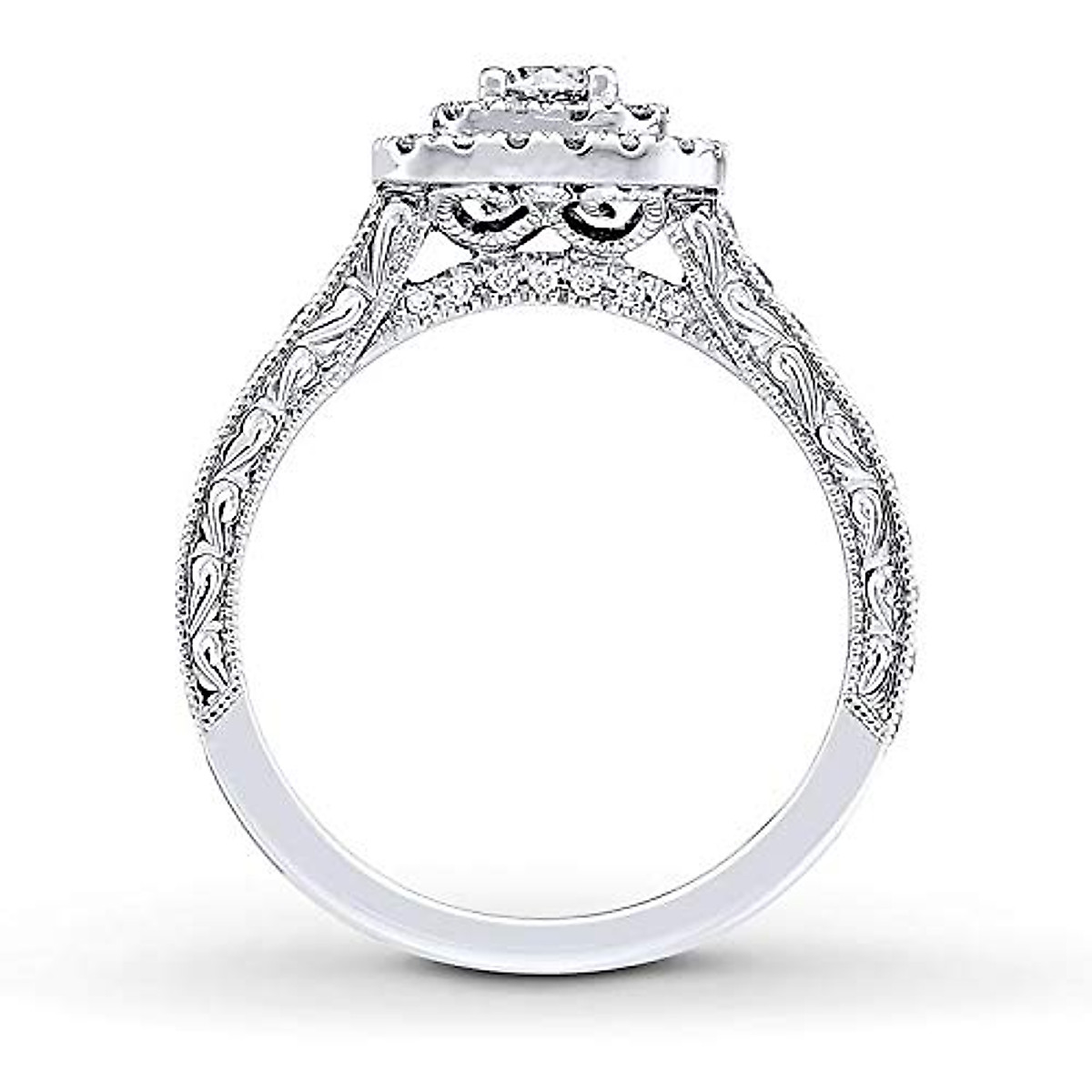 1 ct tw Bridal Set Vintage Moissanite Engagement Rings for Women 10k White Gold Free Engraving