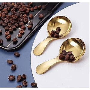 PHAETON 8PCS Golden Stainless Steel Short Handle Spoons Soup Spoons Condiments Spoon Dessert Spoon Tea Coffee Spoons