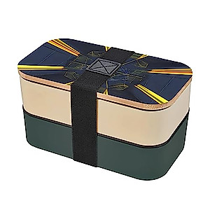 Multidimensional Space Adult Lunch Box, Bento Box, With Cutlery Set Of 3, 2 Compartments, Rectangular, Lunch Box For Adults