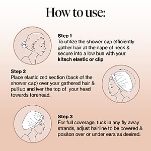 Kitsch Luxury Shower Caps for Women Reusable Waterproof - Large Shower Cap for Women and Men, Non-slip, Quick-dry Hair Cap for Long & Short Hair, Comfortable and Stylish Design - Blush Dot)