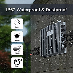 800W Micro Inverter, MPPT Grid Tie Solar Inverter with WiFi & App, DC to AC 240V 208V Micro Inverter, IP67 Waterproof Micro Inverters for 2 Solar Panels (US Plug)