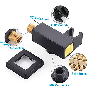 Matte Black Brass 2 in 1 Function Handheld Shower Sprayer Head with 59" Long Flexible Hose Attachment and Adjustable Shower Wand Holder