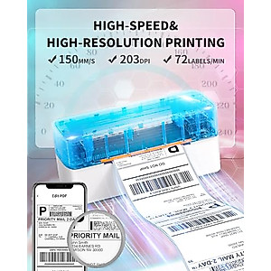 Memoqueen Bluetooth Thermal Label Printer 4X6 - Wireless Shipping Label Printer for Shipping Packages and Small Business, Compatible with iOS and Android, for USPS, Etsy Amazon Shopify，Pink and White
