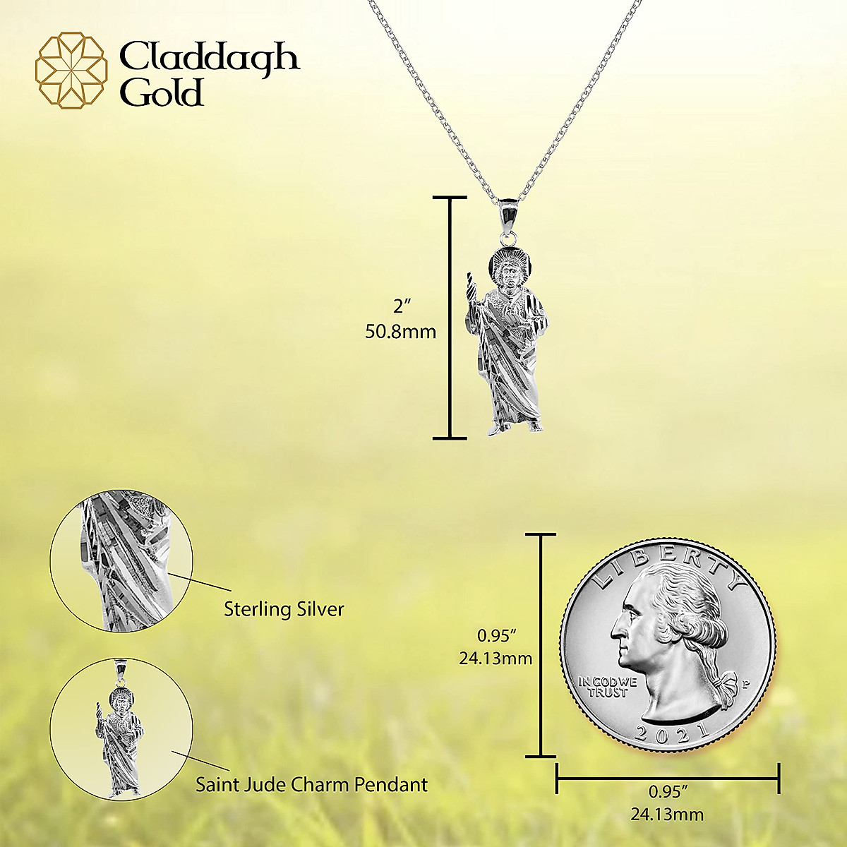 925 Sterling Silver Saint Jude Charm Pendant
