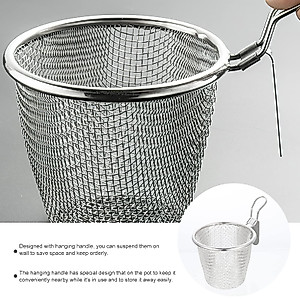 TEMKIN Stainless Steel Deep Fry Basket with Handle, Round Wire Mesh Fryer Basket French Chip Frying Serving Basket Deep Fryer Strainer for Frying