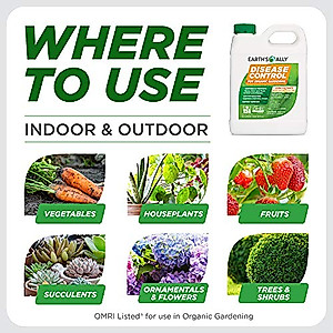 Earth's Ally Disease Control Concentrate for Plants | Fungicide Treatment for Powdery Mildew, Blight, Black Spot, Fungus - Use on Plant & Rose Diseases & More, 32oz Concentrate