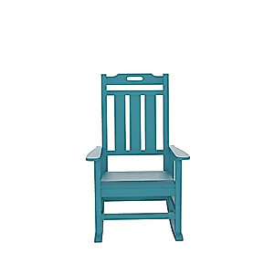 Presidential Rocking Chair HDPE Rocking Chair Fade-Resistant Porch Rocker Chair, All Weather Waterproof for Balcony/Beach/Pool,Blue