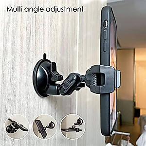 Universal Mirror Shower Phone Holder, Multi-Directional Dual 360 Degree Rotating Suction Cup Phone Wall Mount stand, Tiktok Youtube Vlog Video Recording Kit, airplane travel essentials accessories
