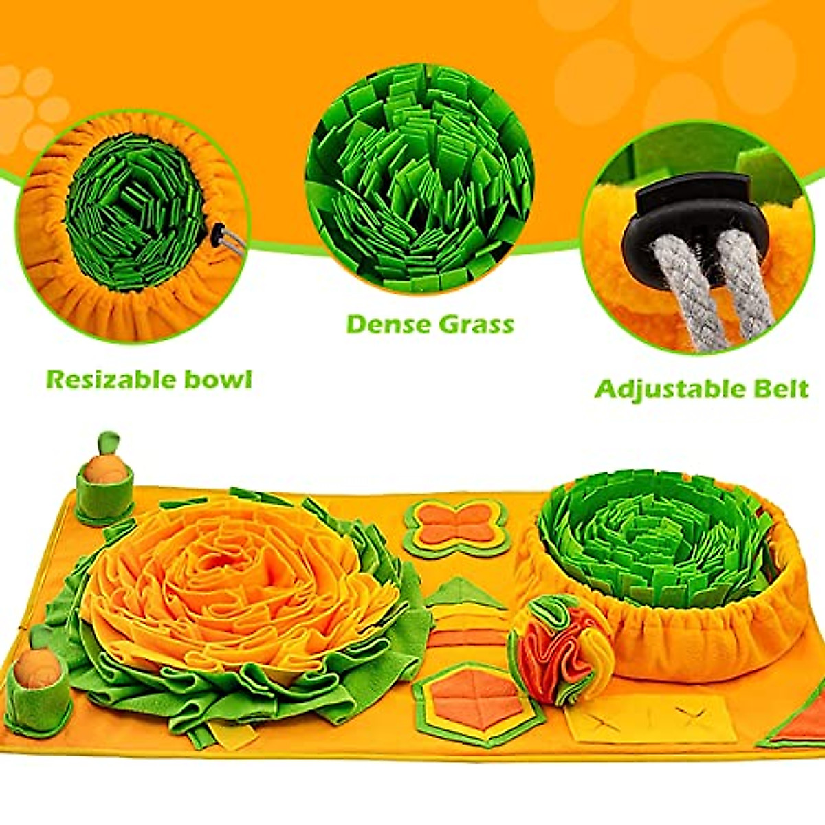 Snuffle Mat for Dogs 31.5''x19.7'', Dogs Feeding Mat Sniff Digging Treat Mat Slow Feeder for Training and Stress Relief, Mentally Stimulating Toy for Dogs Boredom Toys Mats Interactive Dog Toys