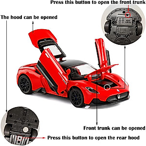 Toy Cars Model MC20 Alloy Collectible Pull Back Diecast Vehicles with Light&Sound (Red)