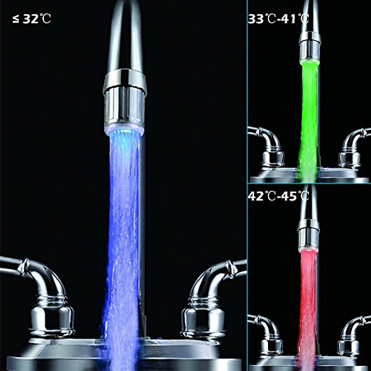 2 Pack Colorful Temperature Sensitive LED Water Faucet Sensor, MAXIN RC-F03 Water Stream Faucet Tap,Multiple Change Color,For Kitchen and Bathroms.