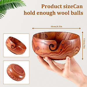 tchrules Wooden Yarn Bowl for Crocheting, Crochet Bowl with Holes Tangles Arbitrary, Yarn Ball Holder for Knitting Craft, Handmade Yarn Bowl Organizer Knitting Crochet Supplies