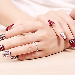 AHLOE JEWELRY CEJUG Sterling Silver Wedding Bands for Women 14K Gold Plated Eternity Rings Stackable Band Cz Size 6