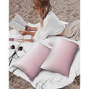 Xback Outdoor Throw Pillow Covers Waterproof Cushion Cases Set of 2, Cute Pink White Gradient Dreamy Minimalist Style Decorative Pillowcases for Patio Furniture Garden Tent-