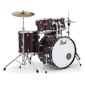 Pearl Roadshow Drum Set 5-Piece Complete Kit with Cymbals and Stands, Wine Red (RS525SC/C91)