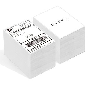 LabelMore 4x6 Thermal Shipping Labels, 2000 Fanfold Thermal Printer Labels with Perforations, White Mailing Postage Labels Compatible with Rollo, Zebra Thermal Printer, Smoothly Printing