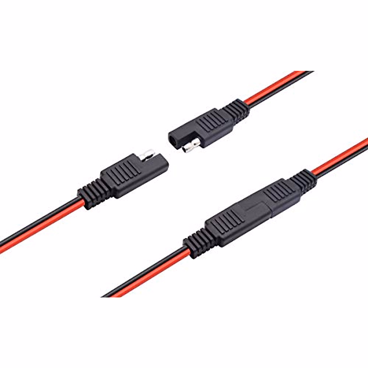 AAOTOKK SAE Y Splitter Adapter Cable SAE 1 to 2 SAE DC Power Automotive Extension Cable 2 Pin Quick Connect Disconnect Plug SAE Connector 18AwG Wire for Solar Panel Charging(30 cm-Red Black)