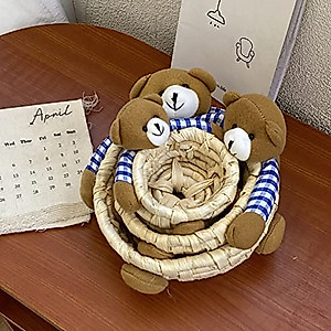 Sundries Storage Basket Decorative Lovely Desktop Sundries Woven Bear Storage Basket for Living Room S