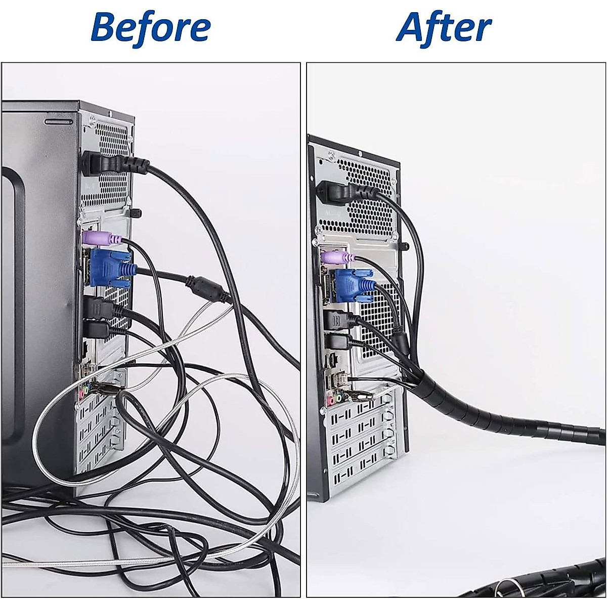 1/4" Spiral Cable Wrap - Wrapping Range:4mm-50mm- Spiral Wire Wrap Cord Covers Bundle Sleeve Hose for Computer Electrical Wire Organizer