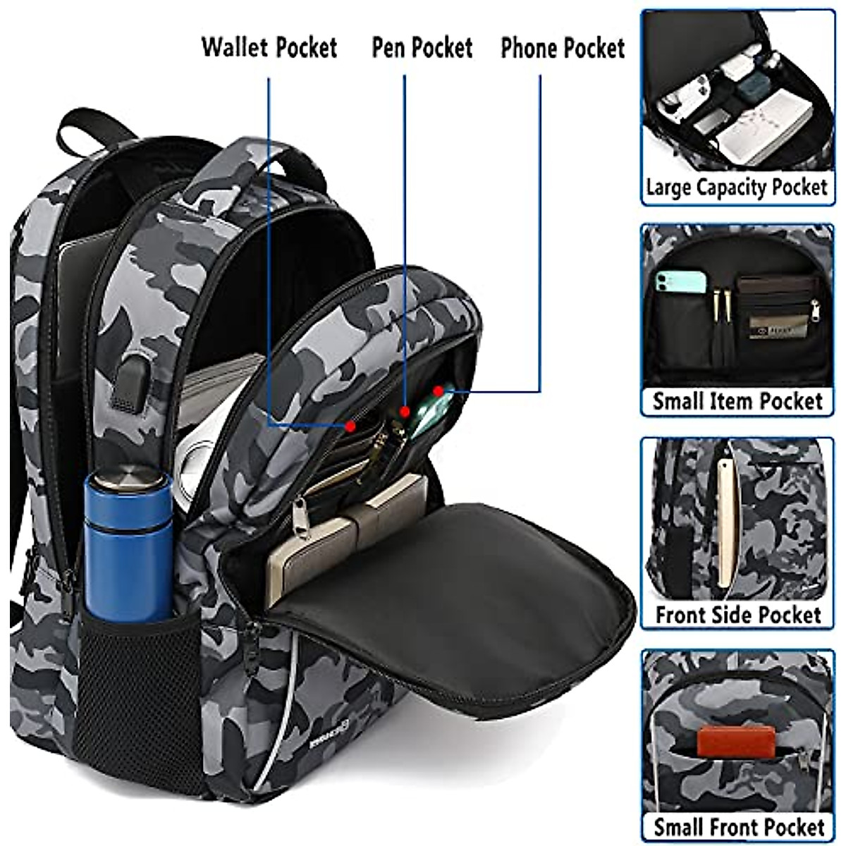 BAOMANYI Travel Laptop Backpack for Men & Women 18.4" Backpack Water Resistant College Bookbag Business Work Computer Bag (Camouflage 2, 18.4 inch)