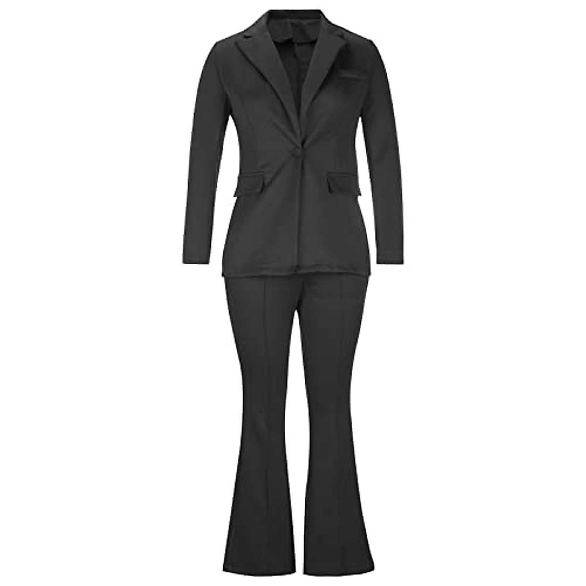 H-966 Black Spandex Blazer Sets for Women Winter Fall Work Office Blazer Elegant Straight Leg Plain Pants Blazer Outfits Sets Ladies 2023 Clothing Trendy K5 XL