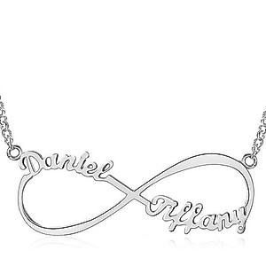 Lam Hub Fong Name Necklace Personalized Custom Name Necklace Personalized Name Necklace Sterling Silver Infinity Necklace with Name for Couples Gold Name Necklace (Silver)