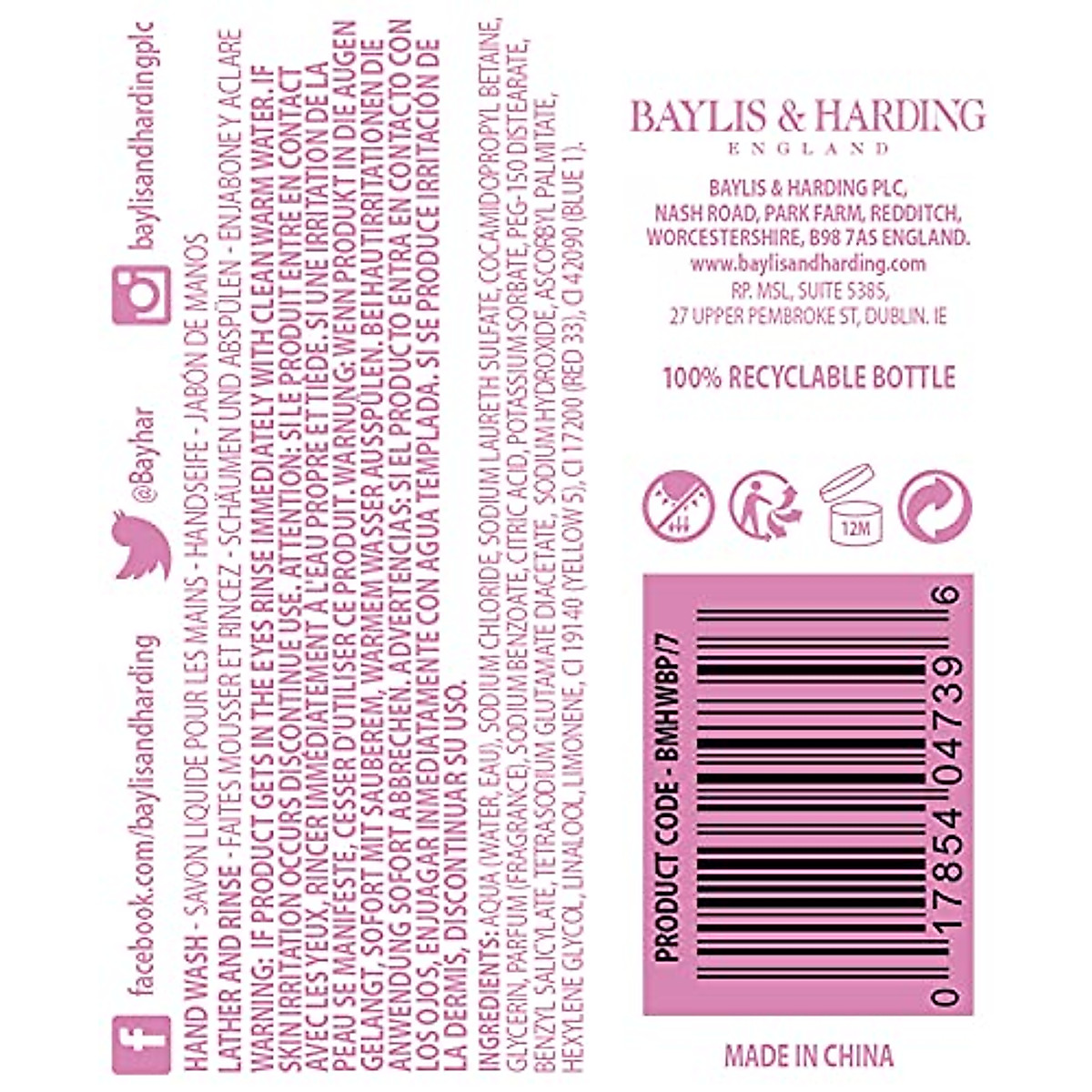 Baylis & Harding Mens Black Pepper & Ginseng 16.9 Ounces Hand Wash, Pack Of 3