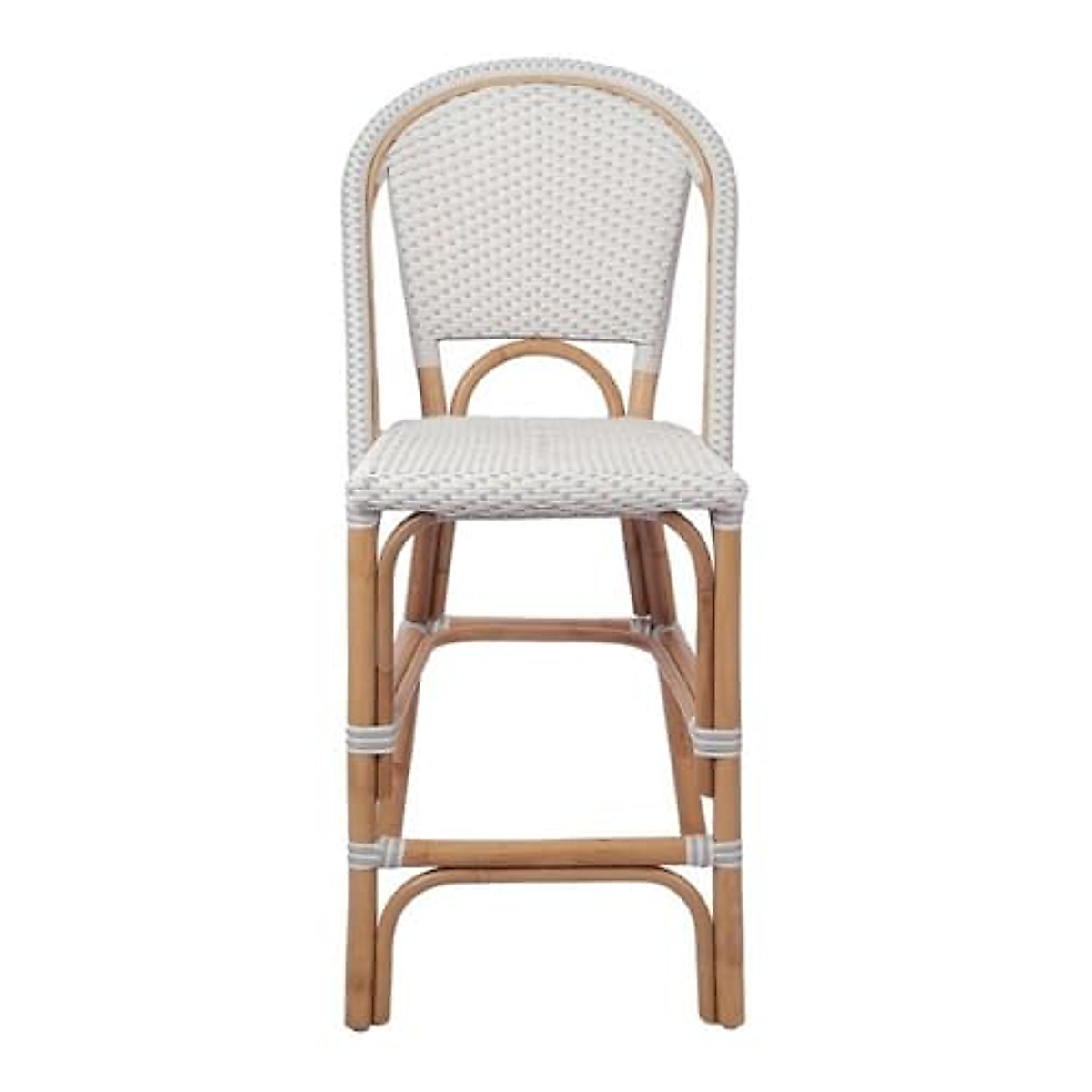 Home Square 25.5" Rattan Bistro Counter Stool in White - Set of 3