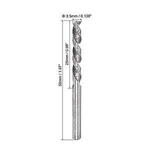 uxcell Solid Carbide Twist Drill Bits 3.5mm, Metric Left Hand Spiral Flutes Straight Shank Tungsten Steel Drilling Tool for Stainless Steel Alloy Metal