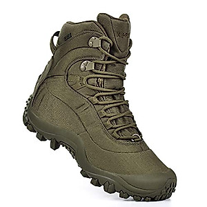 SKENARY Men's Tactical 8 Mid Combat Waterproof Military Boots, Olive Green, 11