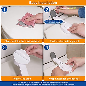 SumDirect Child Safety Toilet Lock - 3Pcs Upgraded Adhesive Baby Proof Toilet Seat Lock for Toddler, Kid, Pet with Strong Adhesive,No Tools Installation (3Pcs, White)