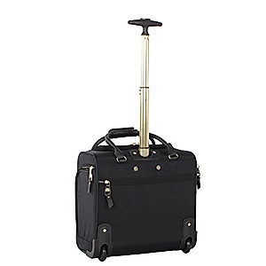 Steve Madden Designer 15 Inch Carry on Suitcase- Small Weekender Overnight Business Travel Luggage- Lightweight 2- Rolling Spinner Wheels Under Seat Bag for Women (Peek-A-Boo Black)