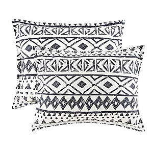 Urban Habitat Larisa Cotton Comforter Set-LuxeTraditional Design All Season Cozy Bedding with Matching Shams, Decorative Pillow, Full/Queen, Reversible Medallion Black 7 Piece