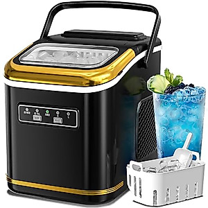 Electactic Ice Maker Machine Countertop Portable Compact Small Bullet Ice Maker with Self Cleaning,9 Cubes in 6 Mins,26lbs in 24Hrs, for Camping Dorm Home Outdoor