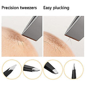 Tweezers for women Pinkiou 6 Pieces Eyebrow Tweezers Set with Curved Scissors,Eyelash Brush,Great Precision tweezer for Eyebrow,Ingrown Hair,Facial Hair Removal,eyebrow kits with Leather Travel Case