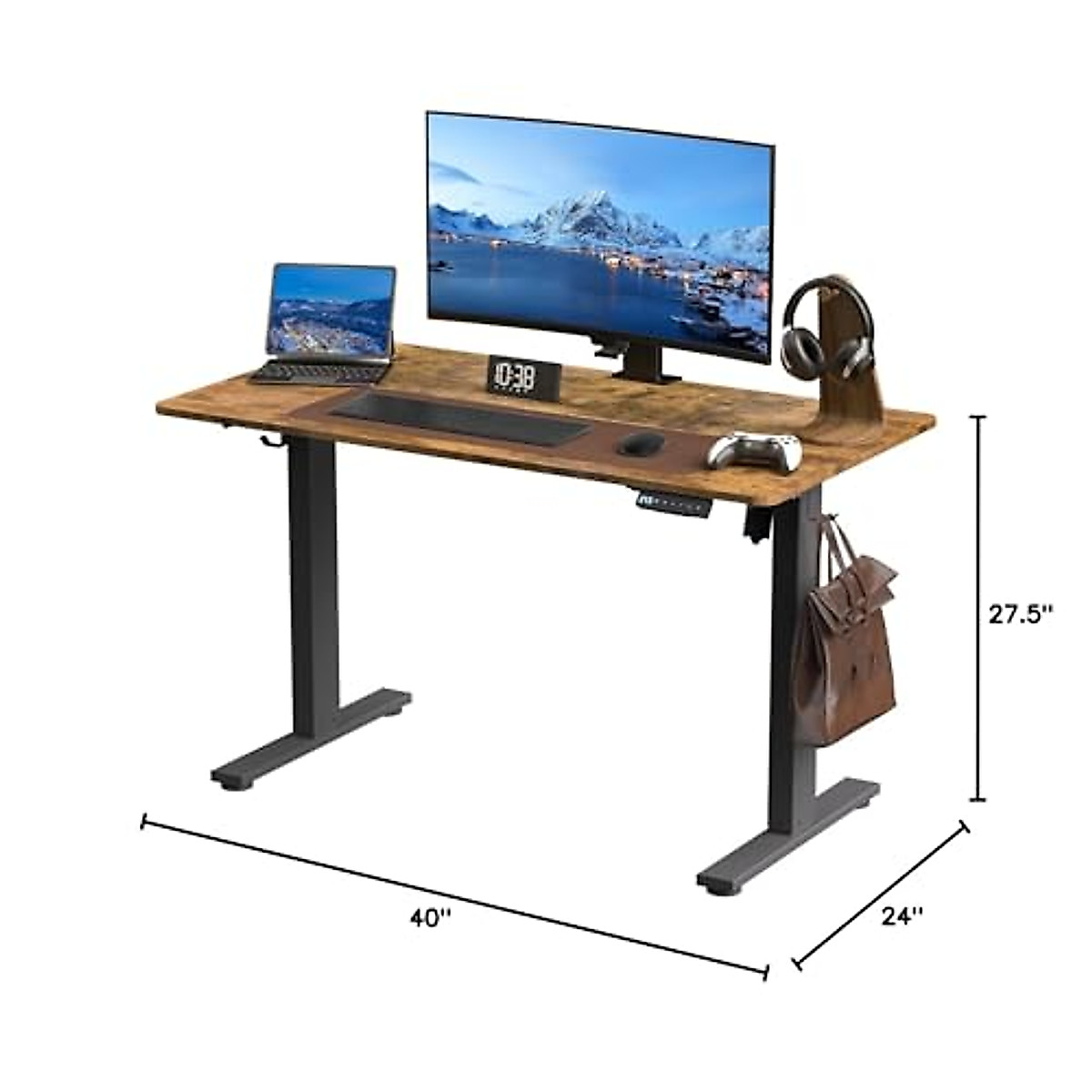 Kingant Electric Standing Desk Height Adjustable - 40 x 24 Inches Sit Stand up Desk & Memory Preset Ergonomic Rising Desks for Work, Home Office Workstation Gaming Rising Desk Study Table