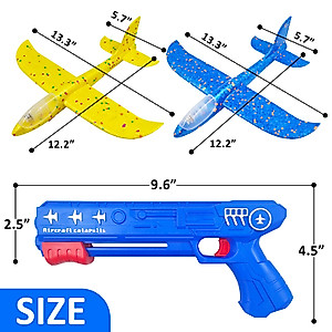 3 Pack Airplane Launcher Toys, LED Flying Foam Airplane Glider with 2 Flight Modes, Catapult Plane for Boys, Outdoor Sports Flying Toy for Kids,Birthday Gifts for Ages 3-12 Year Old