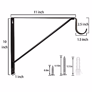 4 Packs of Heavy Duty Closet Shelf and Rod Bracket, Eau Black Closet Shelf Bracket with Rod Support Great for Both Shelf Storage and Closet Rod