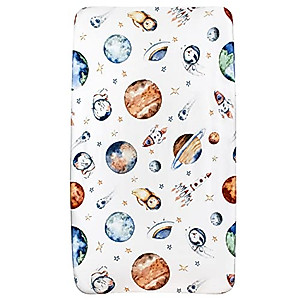 Outer Space Changing Pad Cover - Jersey Knit Cotton - Unique Watercolor Design
