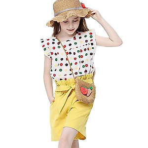 LIONJIE Kids Girls Summer 2 Piece Outfits Clothes T-Shirt Tops and Shorts Pants Sets