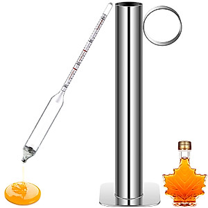 Syrup Hydrometer and Metal Test Cup Maple Syrup Tapping Kit Glass Maple Syrup Hydrometer Stainless Steel Maple Hydrometer Test Cup for Testing Maple Syrup Sugar Candy Making