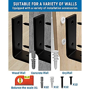 LEOPO 12 inch Shelf Bracket for DIY Floating Shelf, 1/5 inch Thick Heavy Duty Bracket, 6 Pack, 11.25” x 6” x 1.5”