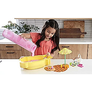 Barbie Color Reveal Foam! Doll & Pet Friend with 25 Surprises: Scented Bubble Solution, Outfits, Hair Extension, Kid Bracelet & Charm Hidden in Sand; Sunny Pineapple-Theme; for Kids 3 Years & Up