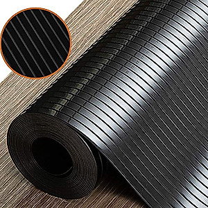 SinhRinh Drawer and Shelf Liner, 12IN x 10 FT Non Slip Non Adhesive Cabinet Liner for Kitchen and Desk - Black Ribbed