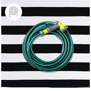 FH Home Outdoor Rug - Waterproof, Fade Resistant, Reversible - Premium Recycled Plastic - Striped - Porch, Deck, Balcony, Mudroom, Laundry Room, Patio - Brittany - Black & White Crease Free - 3 x 5 ft