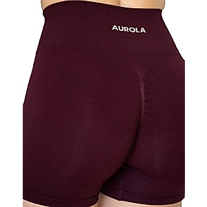 AUROLA Intensify Workout Shorts for Women Seamless Scrunch Short Gym Yoga Running Sport Active Exercise Fitness Shorts Black Cherry