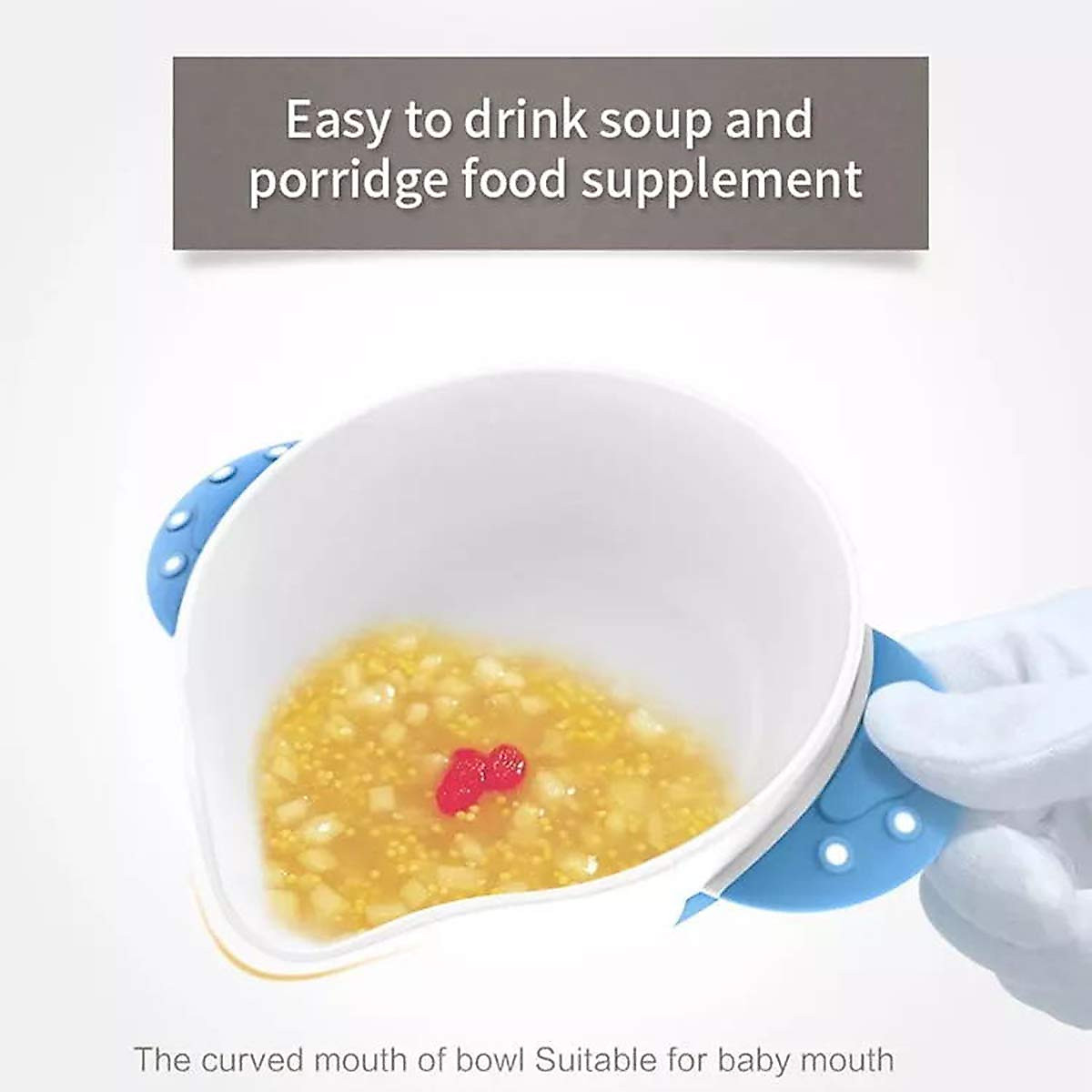 VoSinrly Baby Mate Suction Bowl for Toddlers with Fork & Spoon Set - Toddler Bowls with Suction and Lid - BPA Free Baby Feeding Set (Blue)