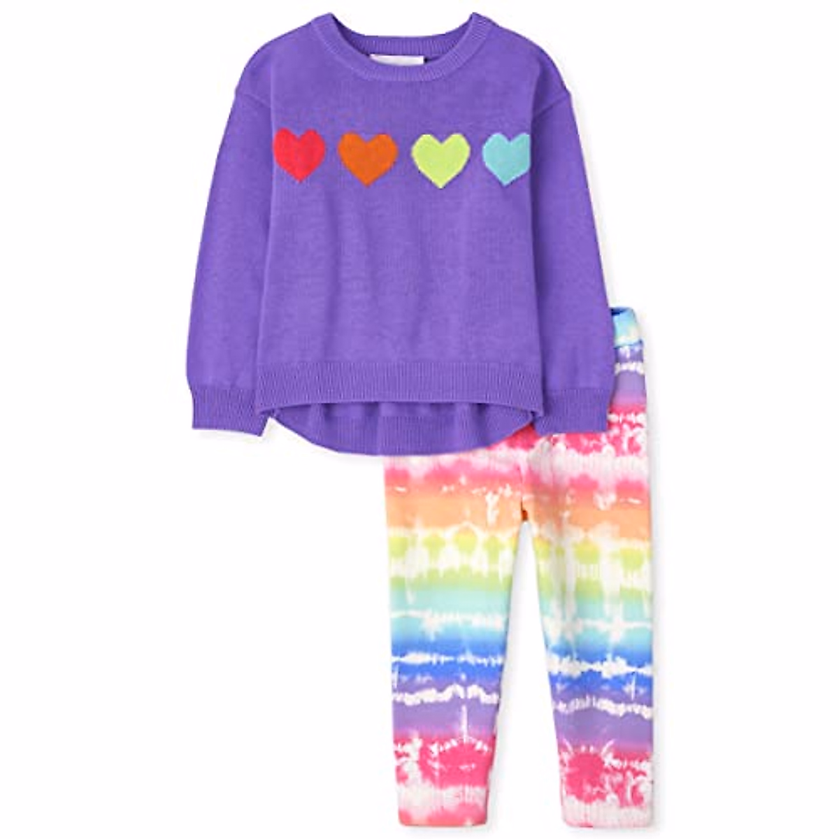 The Children's Place Baby Girls and Toddler Girls Long Sleeve Sweater and Knit Leggings 2-Piece Sets,NEON Fairy Purple,3T